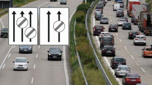 Semn rutier cu săgeți şi cercuri în Germania